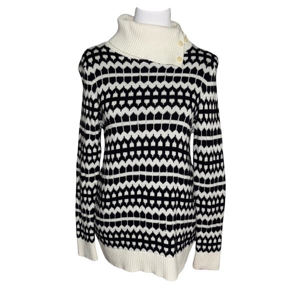 Talbots | Sweaters | Talbots Black And Cream Cowl Neck Sweater | Poshmark